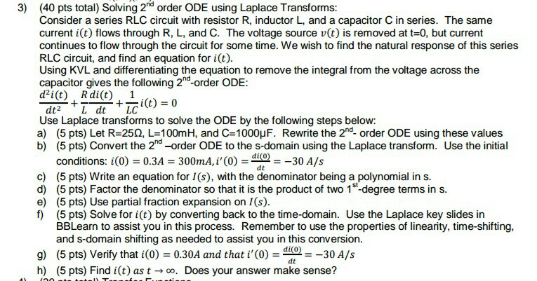 Solved Solving 2^nd order ODE using Laplace Transforms: | Chegg.com