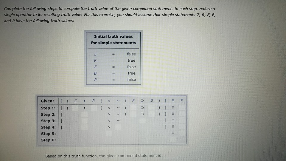 Solved Complete the following steps to compute the truth | Chegg.com