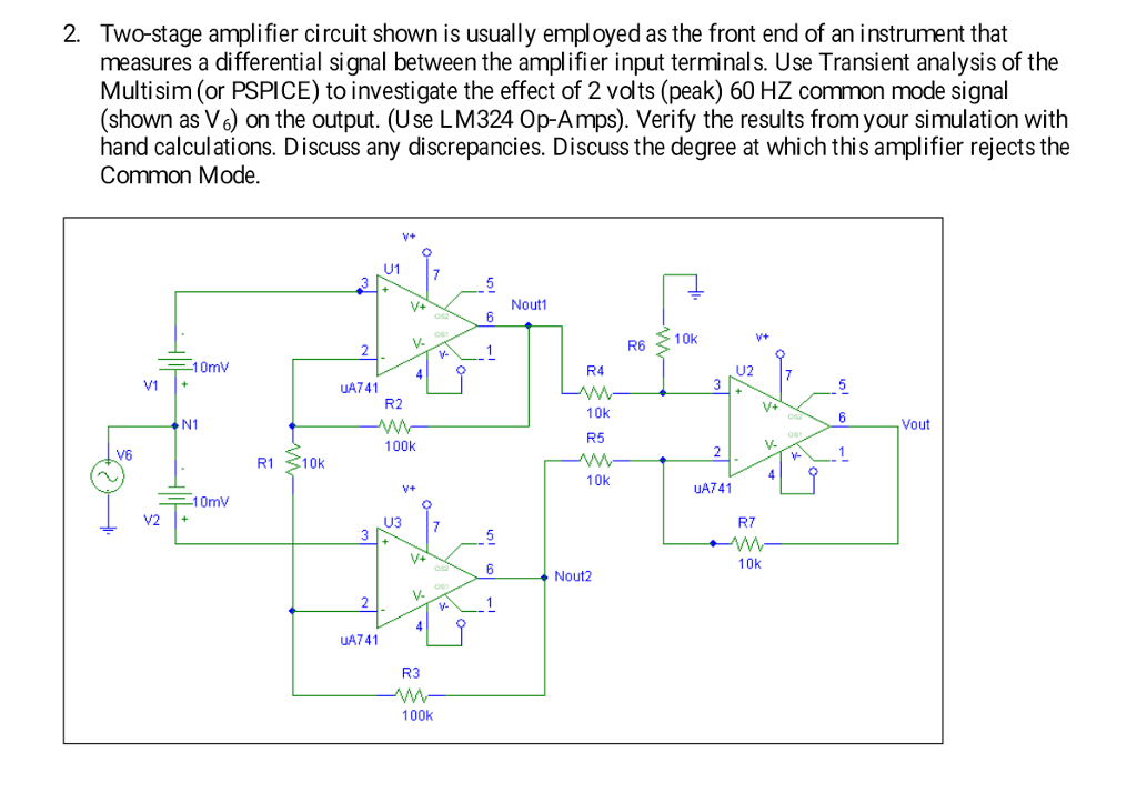 Solved 2. Two-stage amplifier circuit shown is usually | Chegg.com