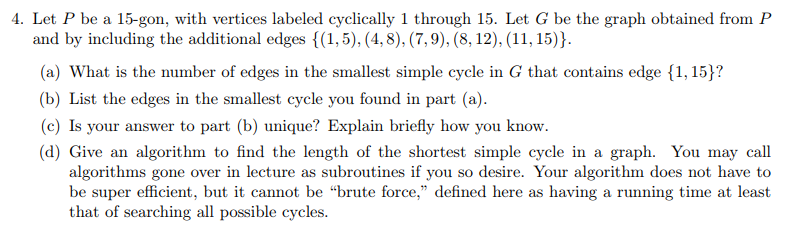 Solved 4. Let P be a 15-gon, with vertices labeled | Chegg.com