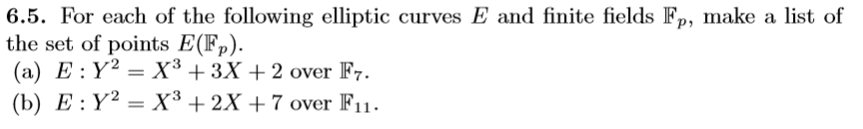 Solved 6.5. For each of the following elliptic curves E and | Chegg.com