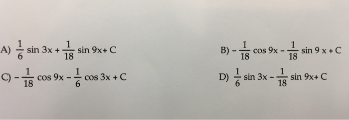Solved sin 6x cos 3x dx | Chegg.com