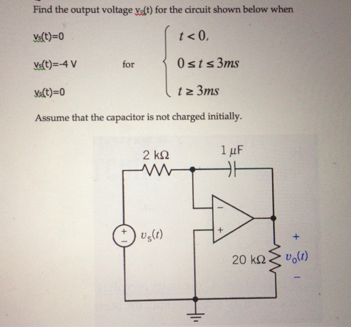 Solved Find the output Voltage Vo(t) for the circuit shown | Chegg.com