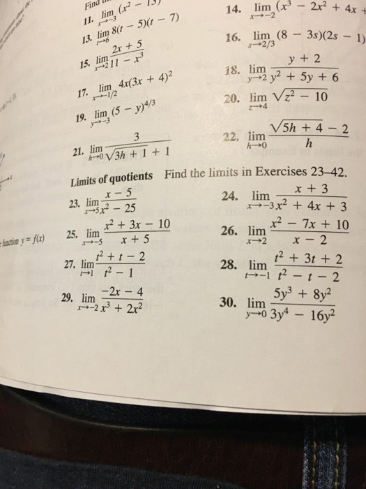 Solved Limits of quotients Find the limits in Exercises | Chegg.com