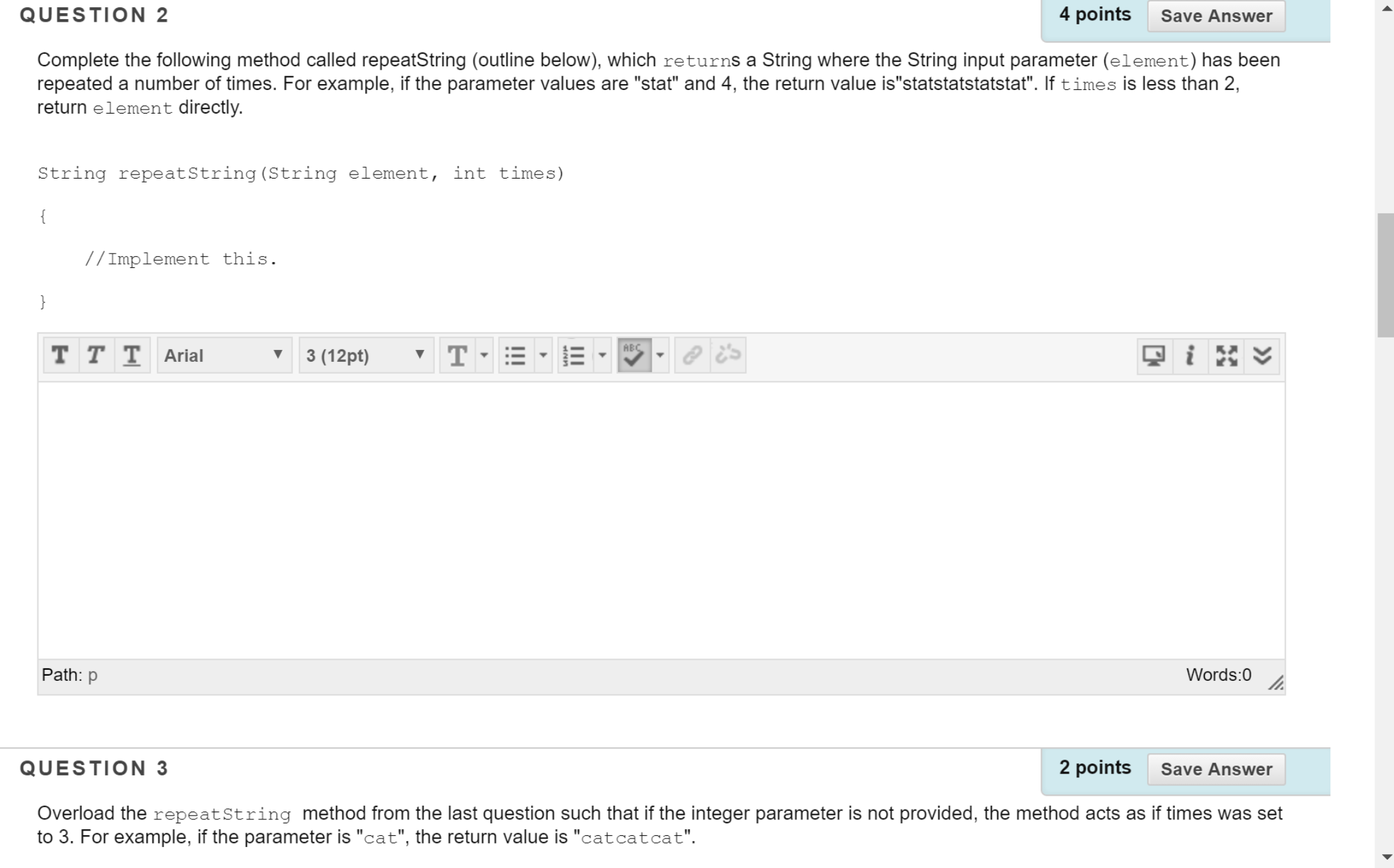 Solved Complete the following method called repeatstring | Chegg.com