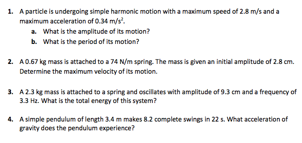 Solved A particle is undergoing simple harmonic motion with | Chegg.com
