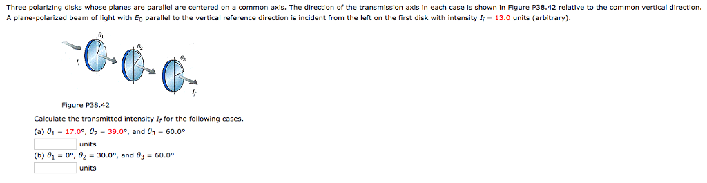 Solved Three polarizing disks whose planes are parallel are | Chegg.com
