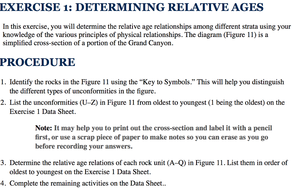Solved EXERCISE 1: DETERMINING RELATIVE AGES In this | Chegg.com Solved EXERCISE 1: DETERMINING RELATIVE AGES In this | Chegg.com
