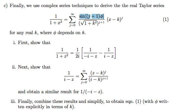 Solved c) Finally, we use complex series techniques to | Chegg.com
