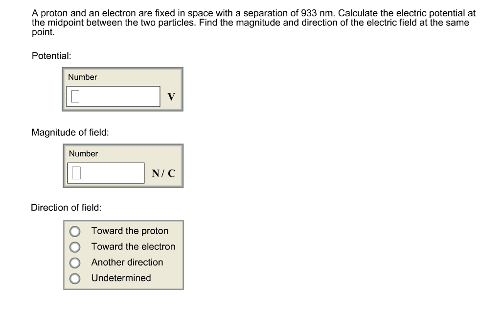 Solved A proton and an electron are fixed in space with a | Chegg.com
