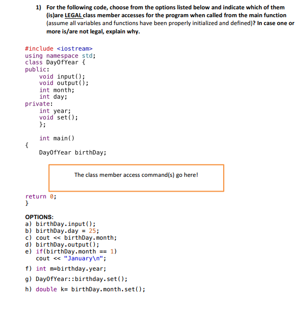 Solved 1 For The Following Code Choose From The Options 7584
