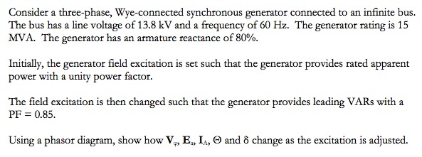 Solved Consider a three-phase, Wye-connected synchronous | Chegg.com