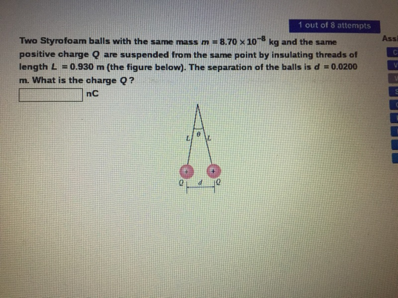 Solved Two Styrofoam balls with the same mass m= 8.70 times | Chegg.com