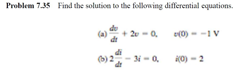 Solved Problem 7.35 Find the solution to the following | Chegg.com