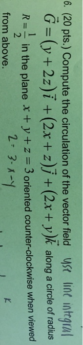 Solved Compute the circulation of the vector field G = (y + | Chegg.com