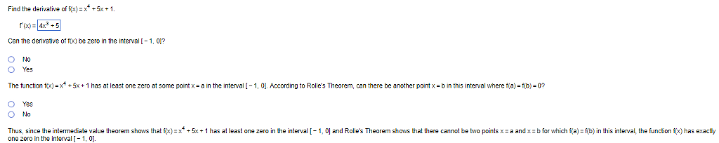Solved Show that the function f(x) x* 5x 1 has exactly one | Chegg.com