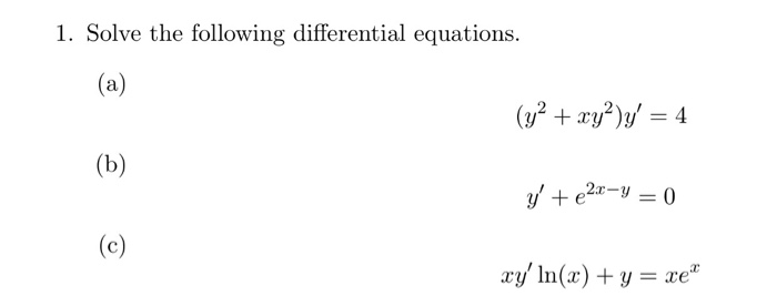 Solved Solve the following differential equations. (y^2 + | Chegg.com