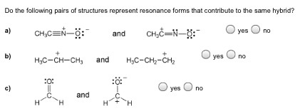 Solved Do the following pairs of structures represent | Chegg.com