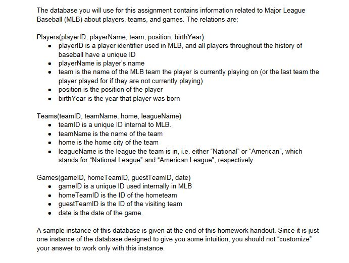 Solved The database you will use for this assignment | Chegg.com