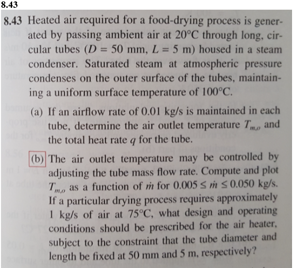Solved 8.43 8.43 Heated air required for a food-drying | Chegg.com
