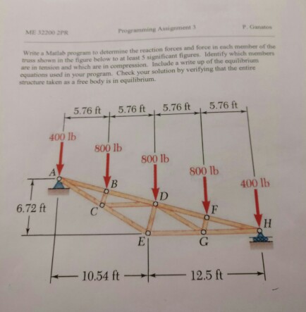 Solved Programming Assignment P. Ganatos ME 32200 2PR | Chegg.com