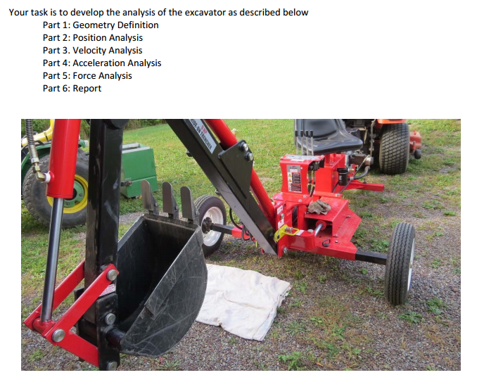 Your task is to develop the analysis of the excavator | Chegg.com