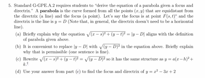 Solved Standard G-GPE.A.2 requires students to "derive the | Chegg.com