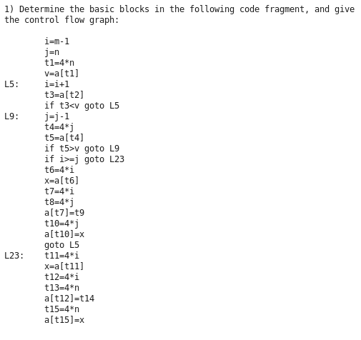 Solved 1) Determine the basic blocks in the following code | Chegg.com