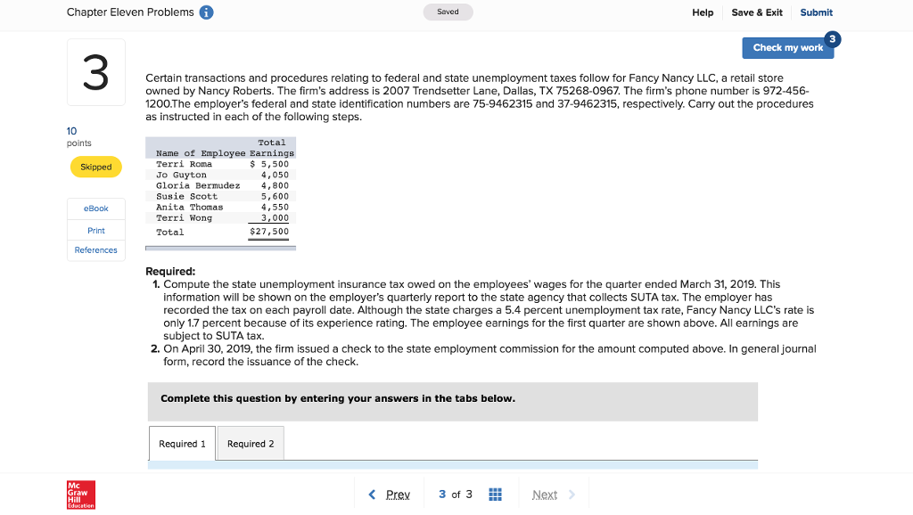 Solved Chapter Eleven Problems Help Save & Exit Submit Saved | Chegg.com