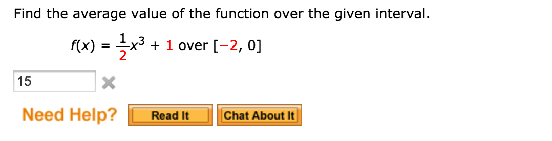Solved Find the average value of the function over the given | Chegg.com
