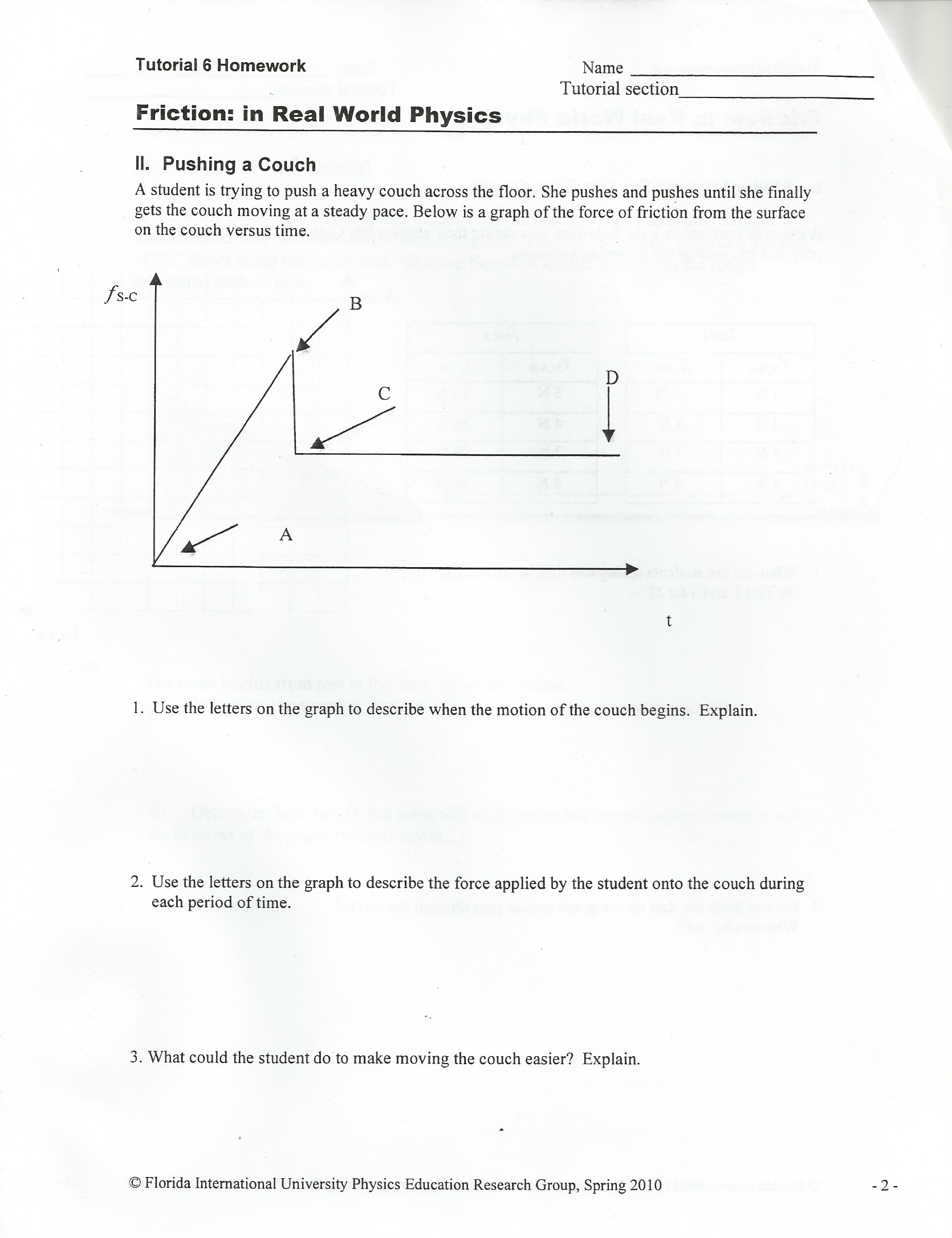 Solved A student is trying to push a heavy couch across the | Chegg.com