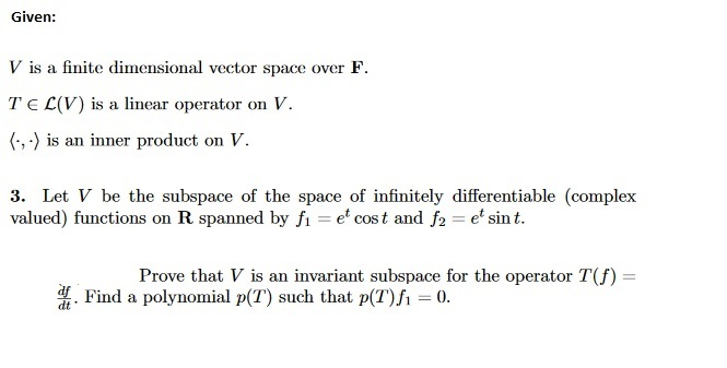 Solved Abstract Linear Algebra Question. The image is | Chegg.com