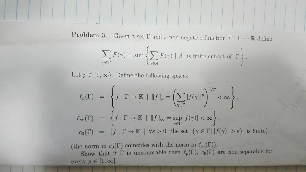 Solved Given a set Gamma and a non-negative function F: | Chegg.com