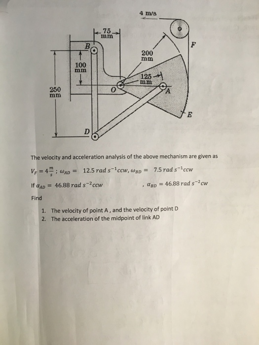 Solved The velocity and acceleration analysis of the above | Chegg.com