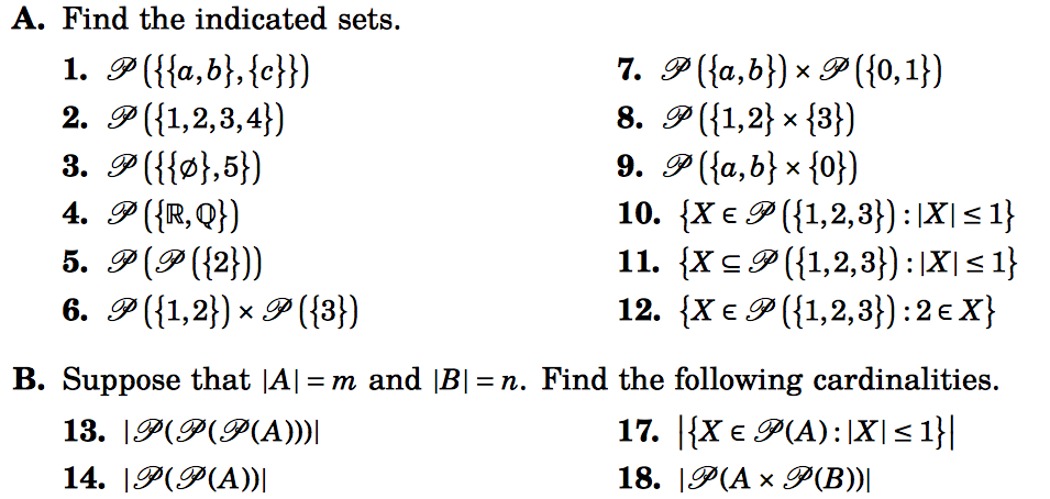 Solved Find the indicated sets. {{{a, b}, {c}}) ({1, 2, 3, | Chegg.com