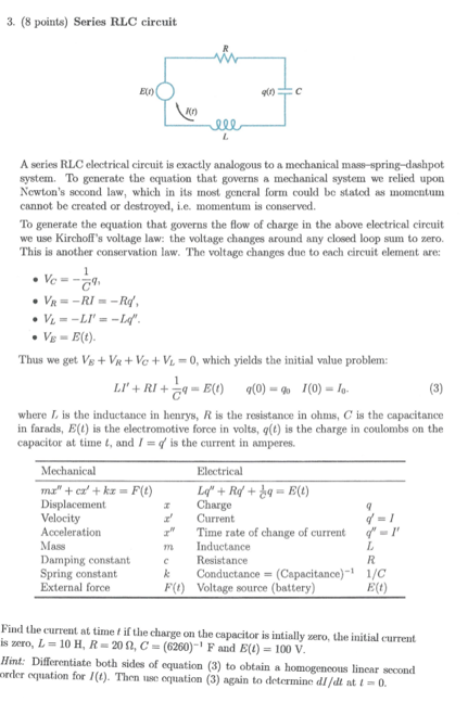 Solved Series RLC circuit A series RLC electrical circuit | Chegg.com