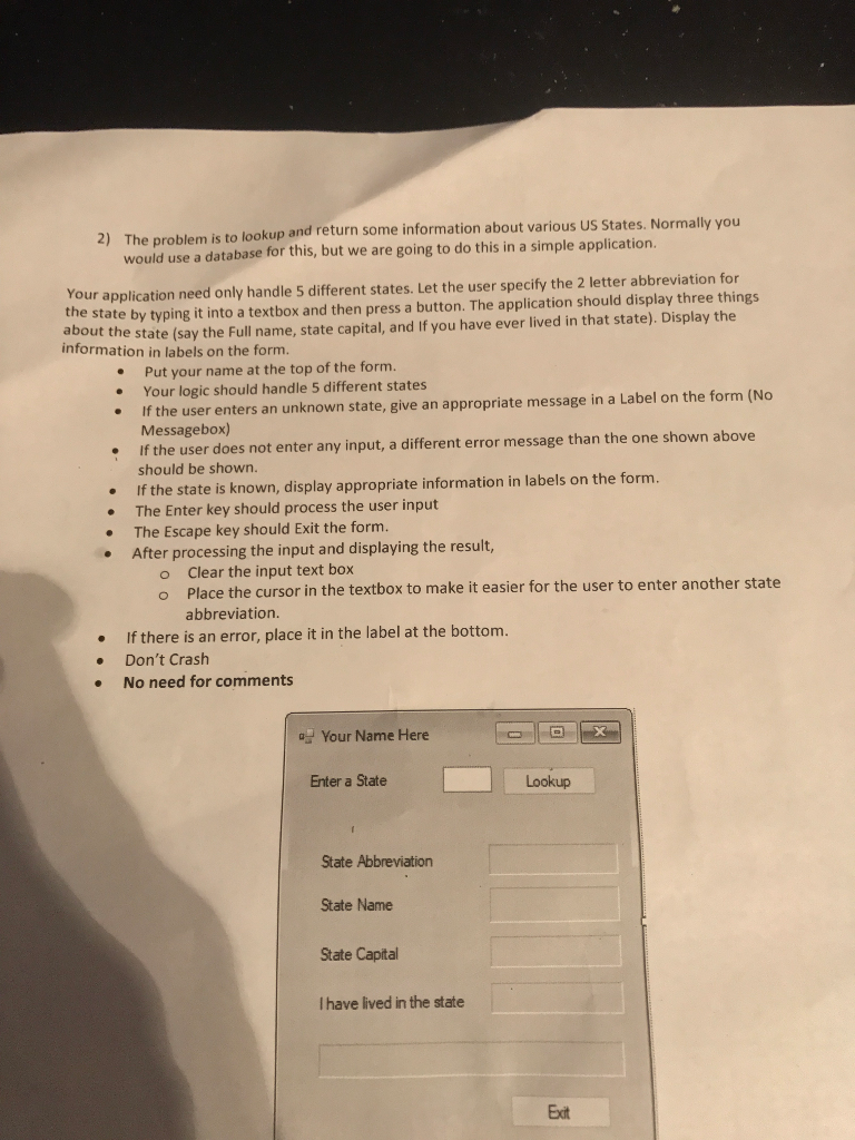 Solved The problem is to lookup and return some information | Chegg.com