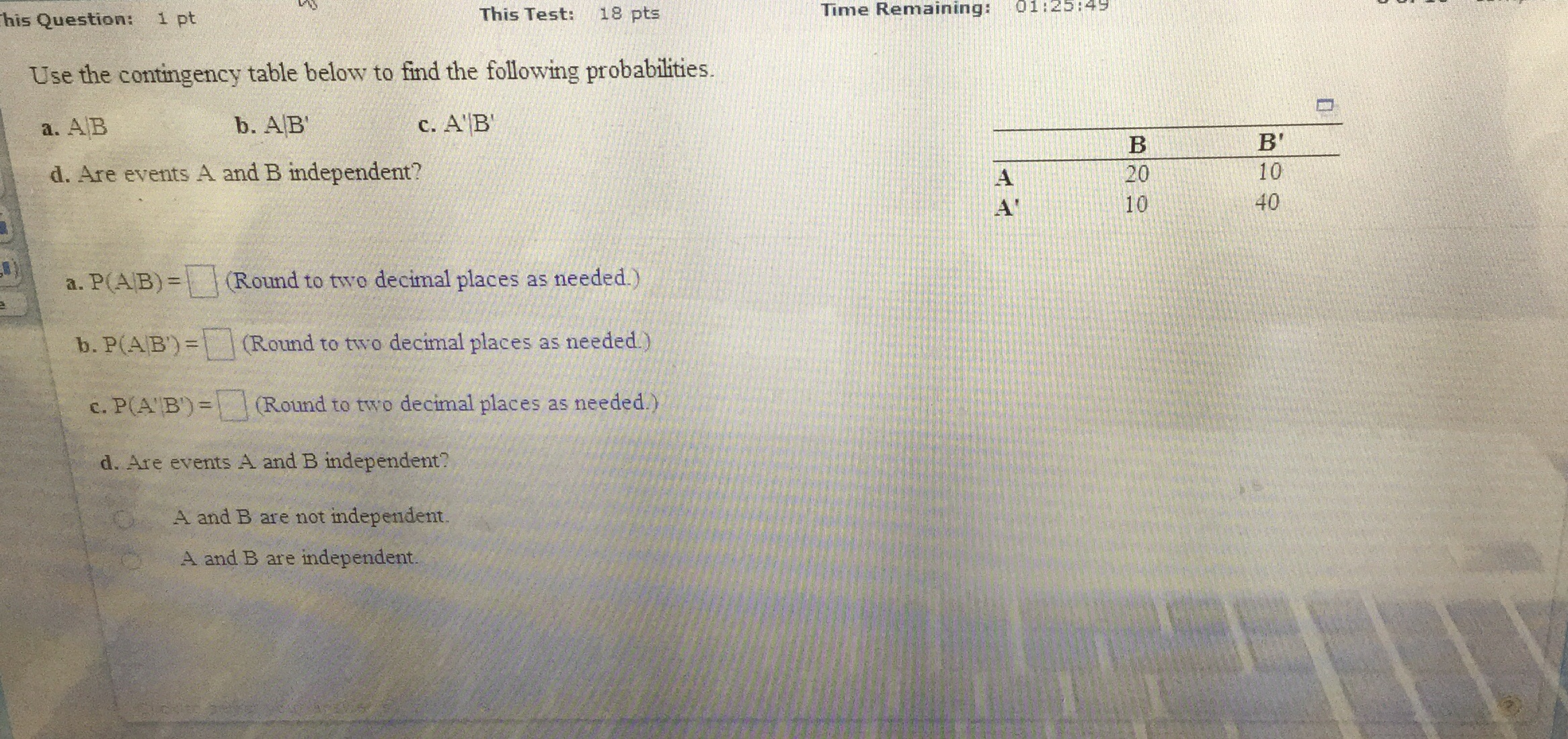 Solved Use the contingency table below to find the following | Chegg.com
