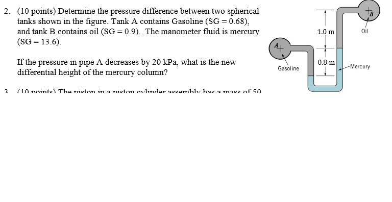 Solved 2. (Determine the pressure difference between two | Chegg.com