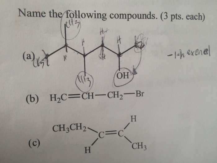 Solved Name the following compounds. | Chegg.com Solved Name the following compounds. | Chegg.com