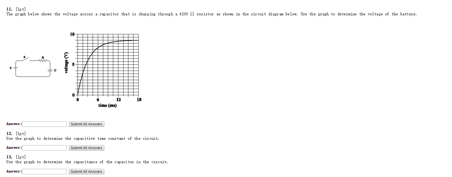 Solved The graph below shows the voltage across a capacitor | Chegg.com
