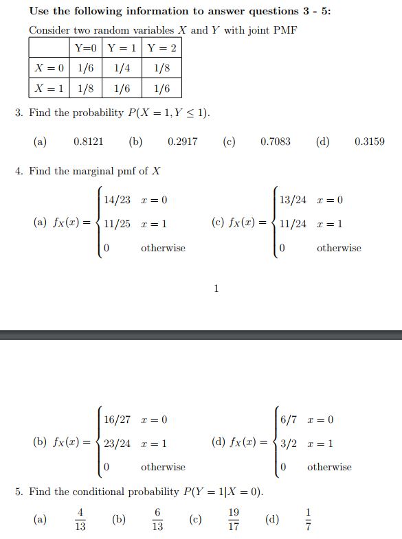 Solved Use the following information to answer questions 3 - | Chegg.com