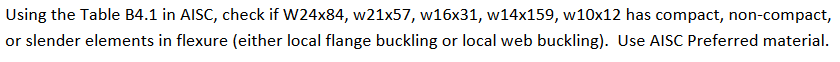 Solved Using the Table B4.1 in AISCc, check if W24x84, | Chegg.com