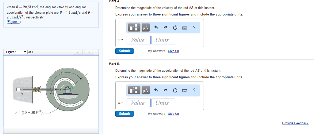 Solved When theta = 2 pi/3 rad, the angular velocity and | Chegg.com