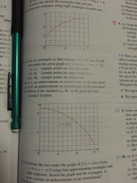 Solved use six rectangles to find estimates to find | Chegg.com Solved use six rectangles to find estimates to find | Chegg.com