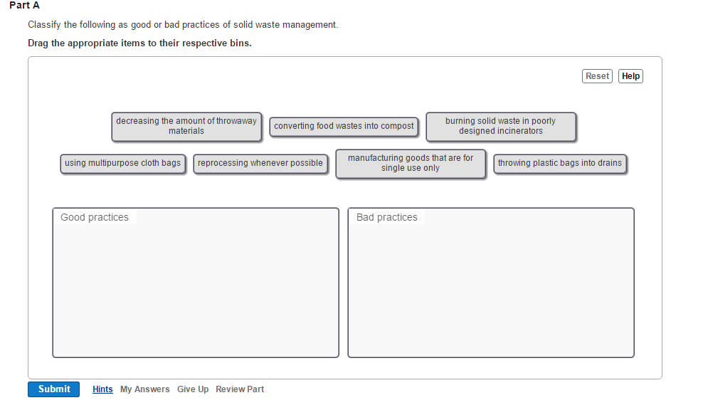 Solved Part A Classify the following as good or bad | Chegg.com