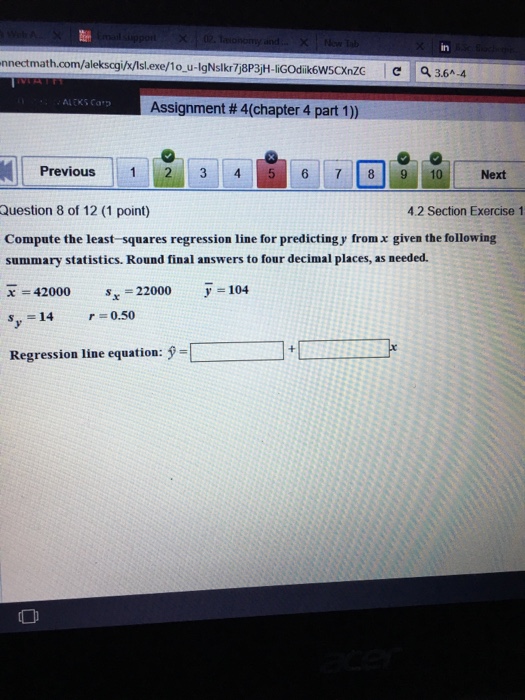 Solved Compute The Least Squares Regression Line For 