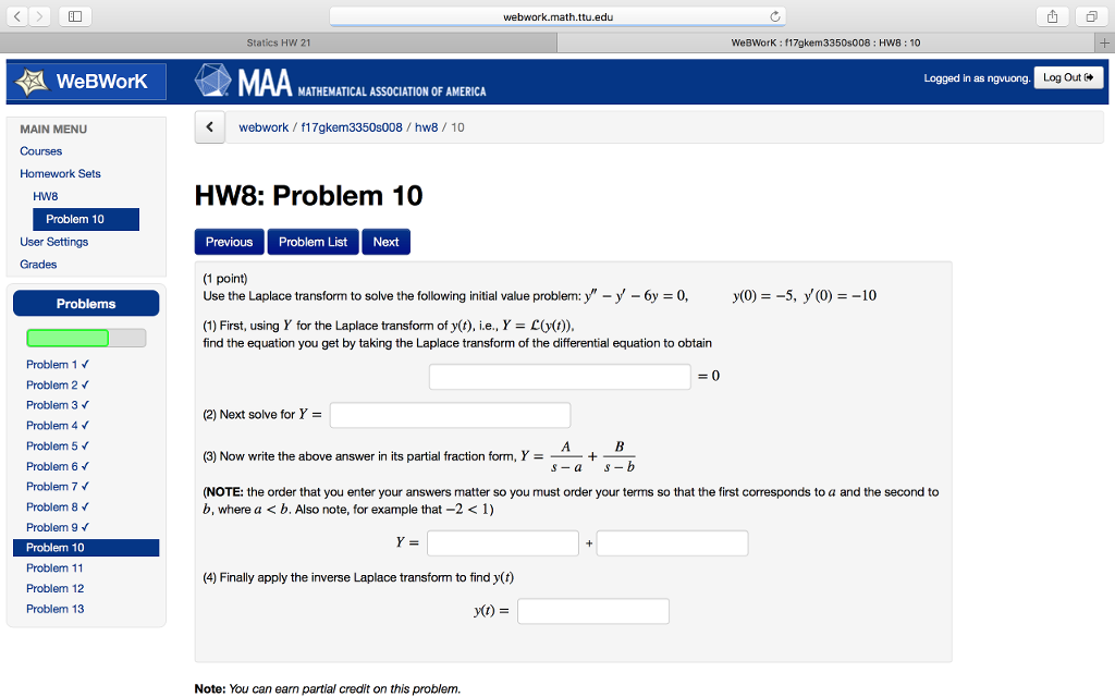 Solved webwork.math.ttu.edu Statics HW 21 WeBWorK: | Chegg.com