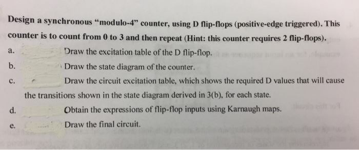 Solved Design a synchronous "modulo-4" counter, using D | Chegg.com