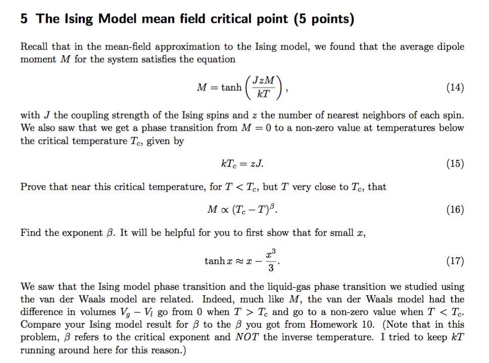 5 The lsing Model mean field critical point (5 | Chegg.com